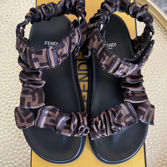 Fendi | Shoes | Fendi Feel Satin Brown Sandals | Poshmark